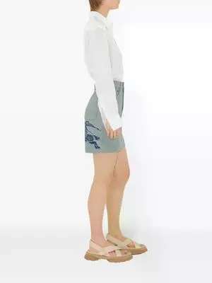 Burberry Equestrian Knight Jacquard Denim Skirt