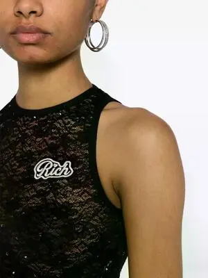 Alessandra Rich Cropped Lace Tank Top