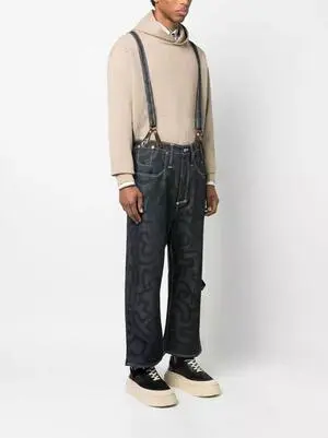 Junya Watanabe Abstract Print Trousers With Suspenders