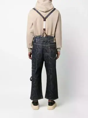 Junya Watanabe Abstract Print Trousers With Suspenders