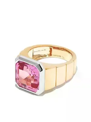 Yvonne Léon 9kt Yellow And White Chevaliere Princesse Crystal Signet Ring - Gold