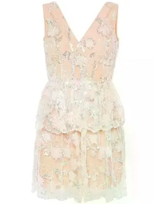 SELF-PORTRAIT Sequined Lace Mini Dress