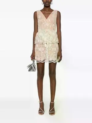 SELF-PORTRAIT Sequined Lace Mini Dress