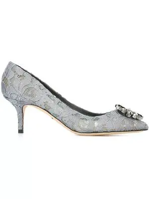 Dolce & Gabbana Taormina Lace Crystal-embellished Pumps - Grey