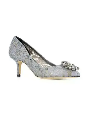 Dolce & Gabbana Taormina Lace Crystal-embellished Pumps - Grey