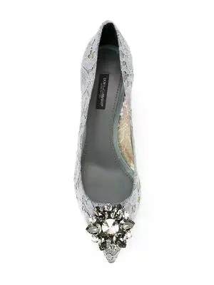 Dolce & Gabbana Taormina Lace Crystal-embellished Pumps - Grey