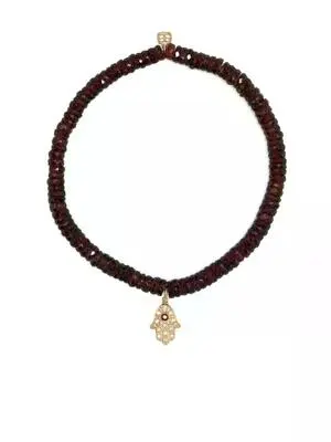 SYDNEY EVAN 14kt Yellow Gold Garnet Beaded Bracelet - Red