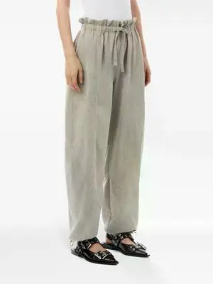GANNI Elasticated Waist Trousers - Neutrals