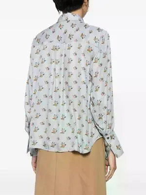 Maison Kitsuné Floral-print Twill Shirt