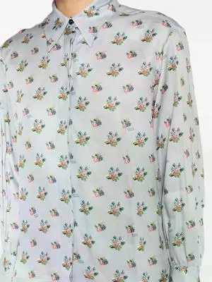 Maison Kitsuné Floral-print Twill Shirt