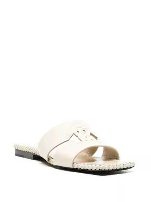Roberto Cavalli Logo-embossed Leather Slides