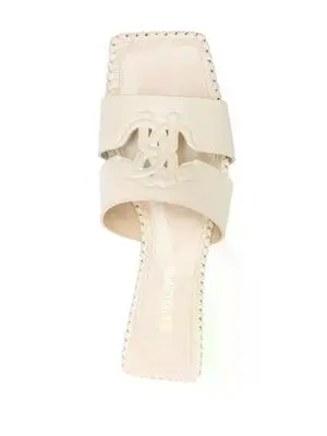 Roberto Cavalli Logo-embossed Leather Slides