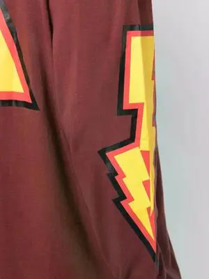 Off-White Long Sleeve Mock Neck Cotton T-shirt With Graphic Print