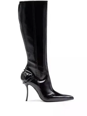 DIESEL® 110mm Leather Stiletto Boots