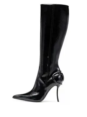 DIESEL® 110mm Leather Stiletto Boots