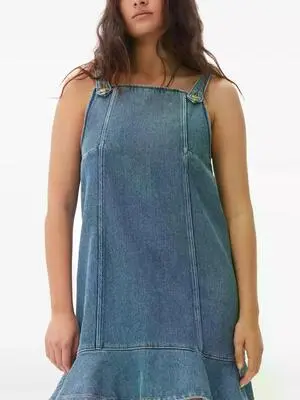 GANNI Flared-hem Denim Mini Dress