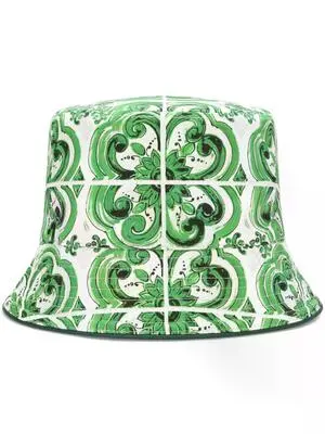 Dolce & Gabbana Majolica-print Reversible Bucket Hat - Green