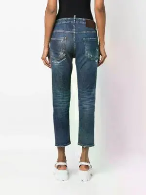 Dsquared2 Distressed Logo-patch Cropped Jeans
