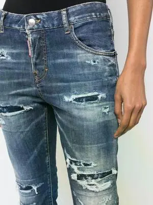 Dsquared2 Distressed Logo-patch Cropped Jeans