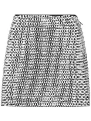Philipp Plein Embellished Leather Miniskirt - Black