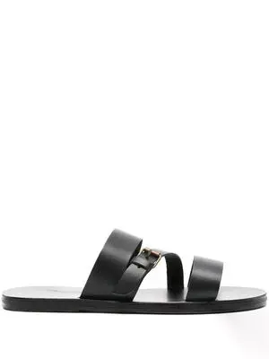 ANCIENT GREEK SANDALS Ifiklis Flat Leather Sandals - Black