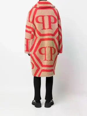 Philipp Plein Monogram-print Faux Fur Coat