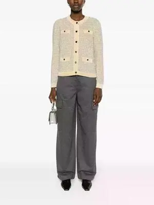 Tory Burch Metallic-thread Striped Cardigan