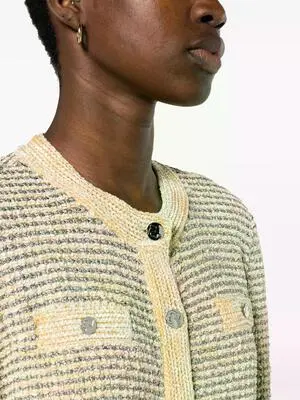 Tory Burch Metallic-thread Striped Cardigan
