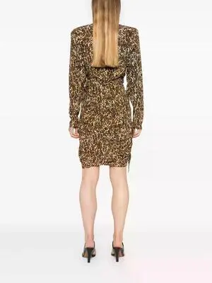 Isabel Marant Étoile Cleora Leopard Print Silk Blend Mini Dress - Brown