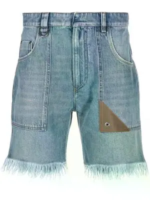 Fendi Frayed-details Denim Shorts - Blue
