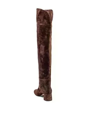 ANNA F. Knee-high Suede Block Heel Boots
