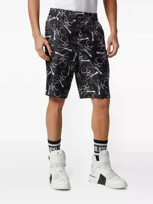 Philipp Plein Skull-print Silk Shorts