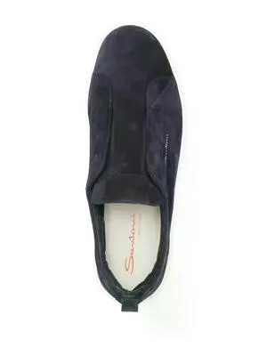 Santoni Suede Slip-on Sneakers - Blue