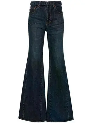 Sacai Belted Mid-rise Flared Jeans