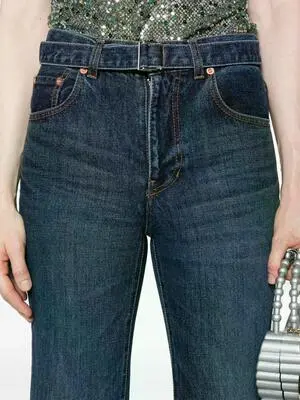 Sacai Belted Mid-rise Flared Jeans