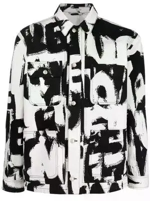 Alexander McQueen Text Print Denim Jacket