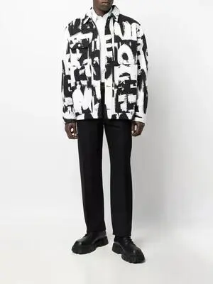 Alexander McQueen Text Print Denim Jacket
