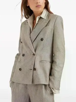 Brunello Cucinelli Mélange-effect Blazer With Monili Detailing