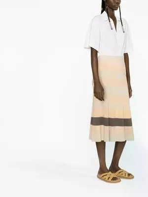 JOSEPH Ribbed Knit Flared Midi Skirt With Stripe Detailing