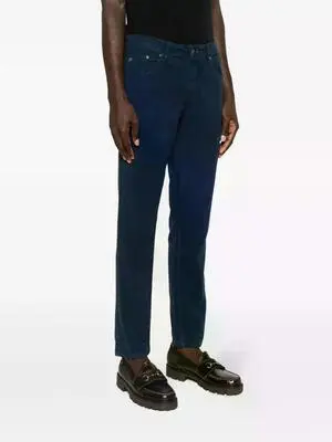 HACKETT Moleskin Straight-leg Cotton Trousers With Logo Patch - Blue