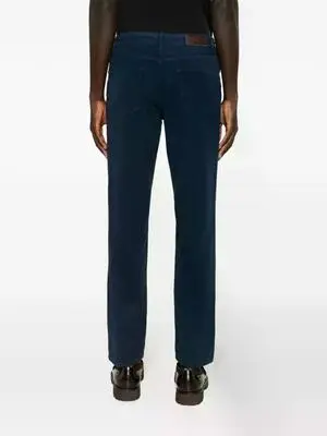 HACKETT Moleskin Straight-leg Cotton Trousers With Logo Patch - Blue