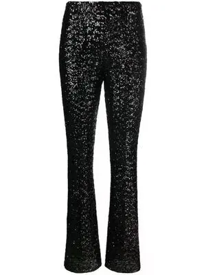 Oseree Sequin-embellished Wide-leg Trousers - Black
