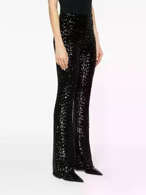 Oseree Sequin-embellished Wide-leg Trousers - Black