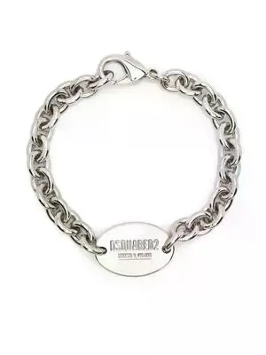 Dsquared2 Logo-engraved Chain-link Id Bracelet - Silver