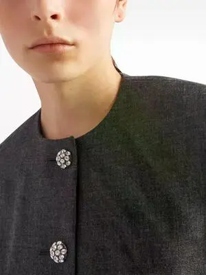 Prada Feather-trim Single-breasted Wool Jacket
