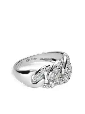 LEO PIZZO 18kt White Gold Gourmette Diamond Ring - Silver