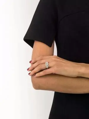 LEO PIZZO 18kt White Gold Diamond Gourmette Ring