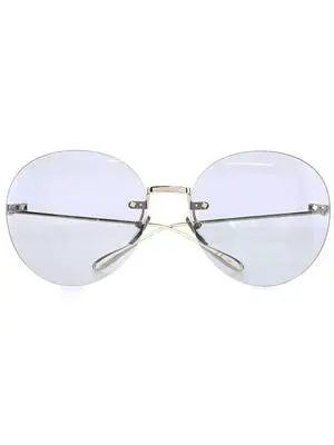 Gucci Floral-pendant Round-frame Sunglasses - Gold