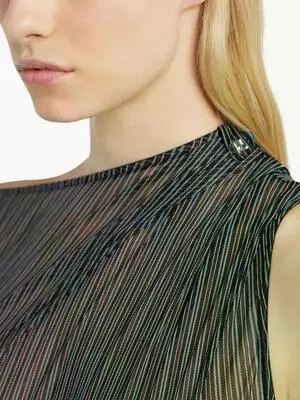 COURREGES Striped Mesh Top - Black