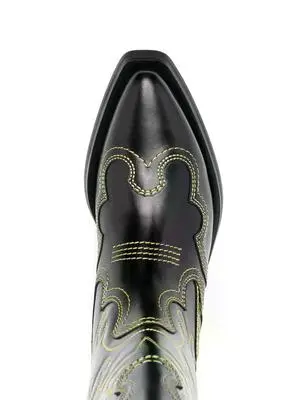 GANNI 45mm Western Leather Boots - Black